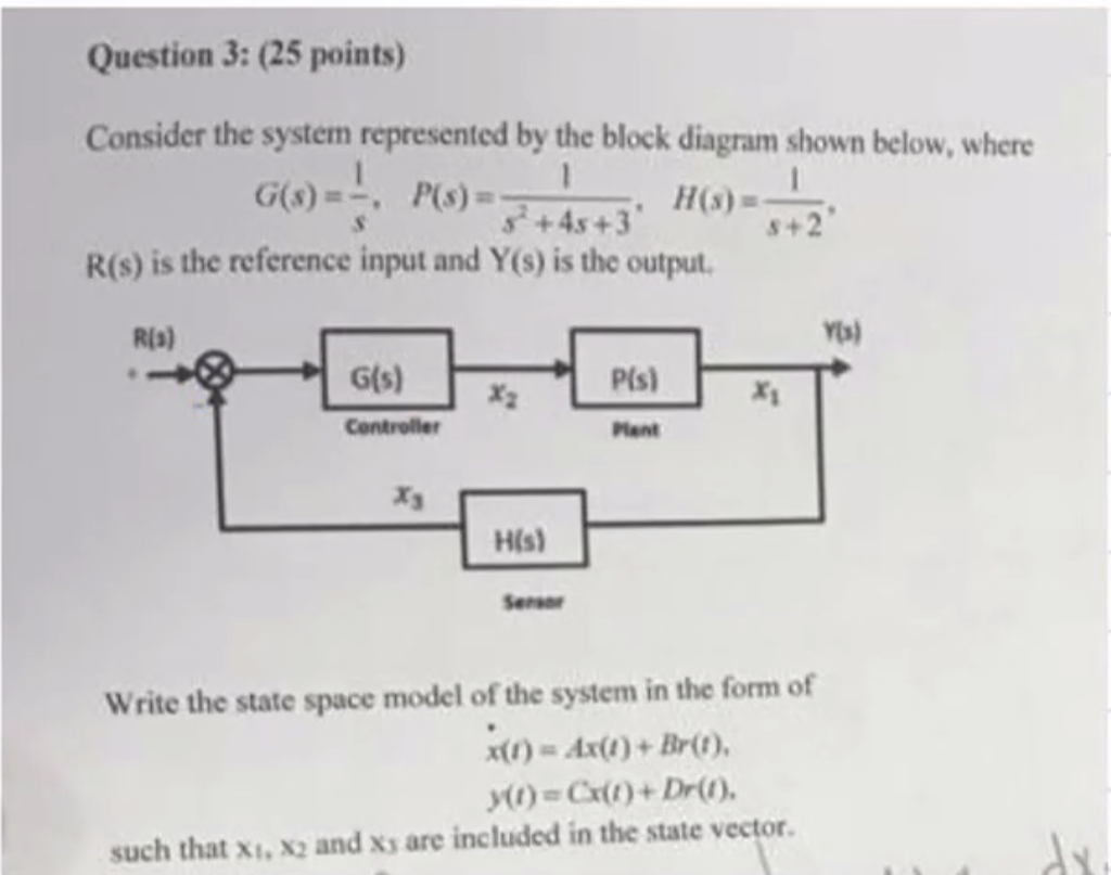 Solved Question 3: (25 points) Consider the system | Chegg.com