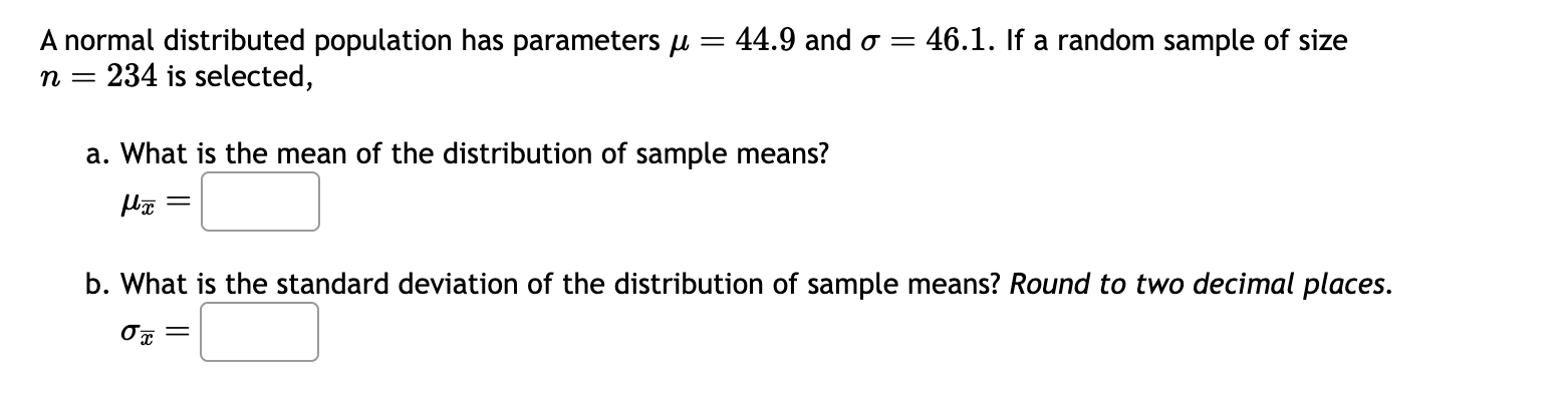 Solved A normal distributed population has parameters μ=44.9 | Chegg.com