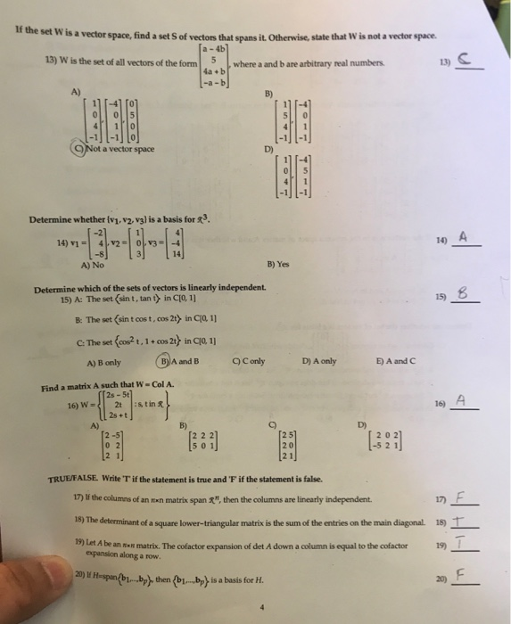 Solved If the set W is a vector space, find a set S of | Chegg.com