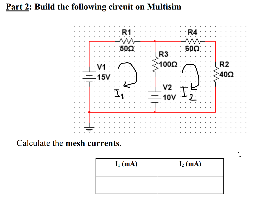 Solved Part 2: Build the following circuit on Multisim R1 R4 | Chegg.com