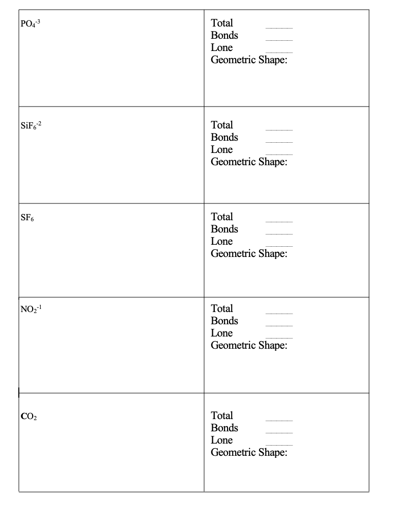Solved Draw the molecular geometric shape according to VSEPR | Chegg.com