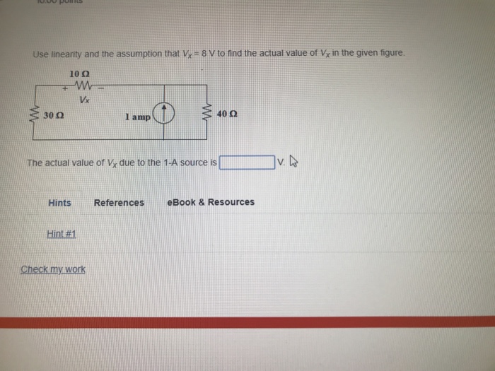 Solved Use linearity and the assumption that Vx 8V to find | Chegg.com