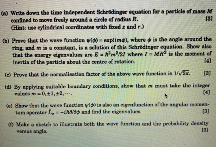 Solved (a) Write down the time independent Schrödinger | Chegg.com