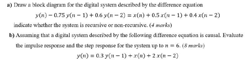 Solved a) Draw a block diagram for the digital system | Chegg.com