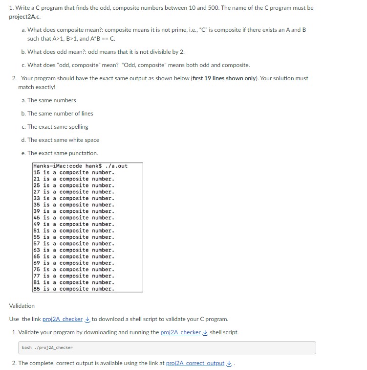 Solved C Language onlyOnly looking for composite number | Chegg.com