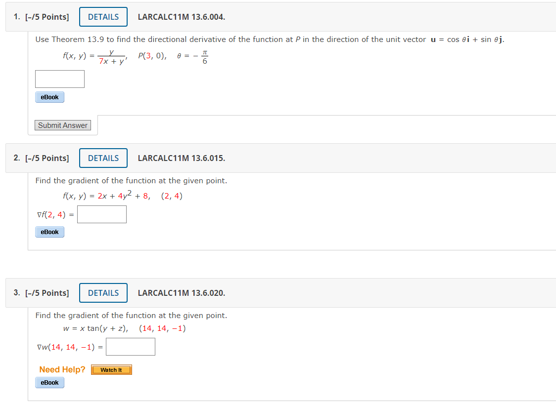 Solved 1. [-15 Points] DETAILS LARCALC11M 13.6.004. Use | Chegg.com
