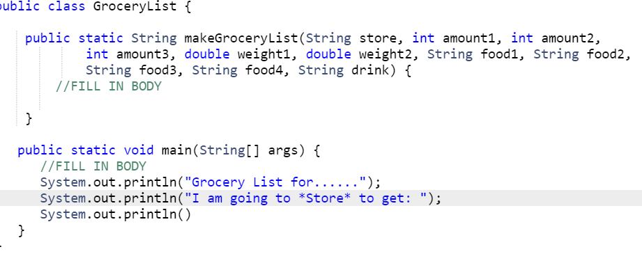 Solved create grocery list: Store name: no leading or | Chegg.com