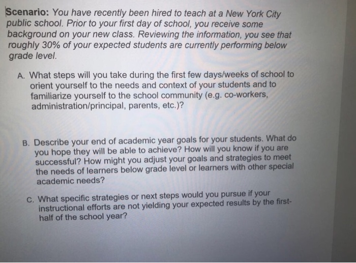 Solved Scenario: You have recently been hired to teach at a | Chegg.com