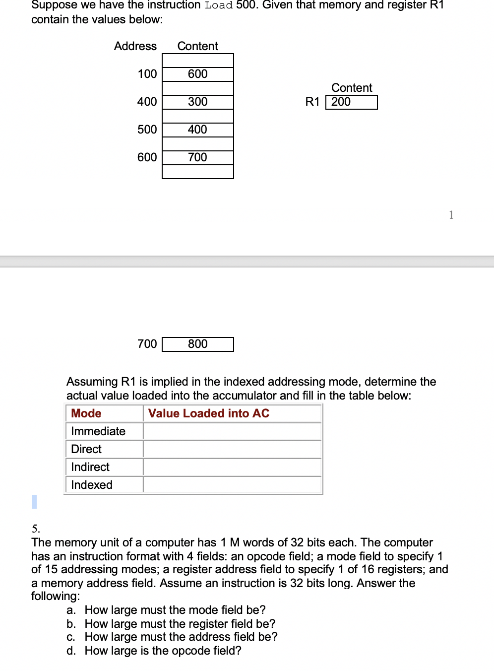Solved Suppose we have the instruction Load 500. Given that | Chegg.com