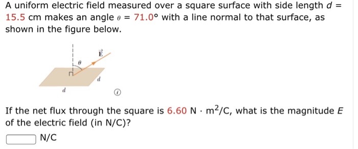 Solved A uniform electric field measured over a square | Chegg.com