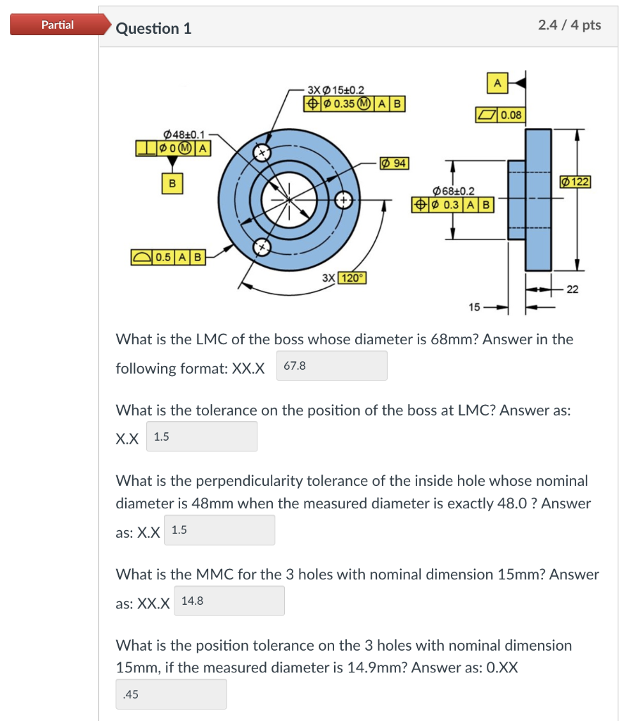Solved What is the LMC of the boss whose diameter is 68 mm ? | Chegg.com