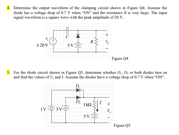 Solved Determine the output waveform of the clamping circuit | Chegg.com