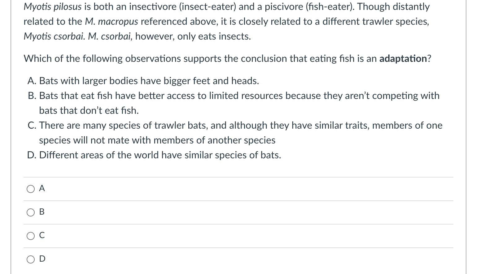 Solved Myotis pilosus is both an insectivore (insect-eater) | Chegg.com