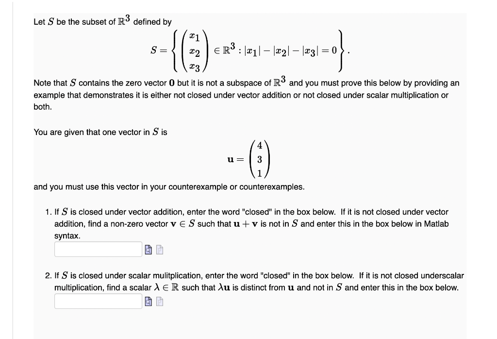 Solved Let S be the subset of R3 defined by S = {( x3 Note | Chegg.com