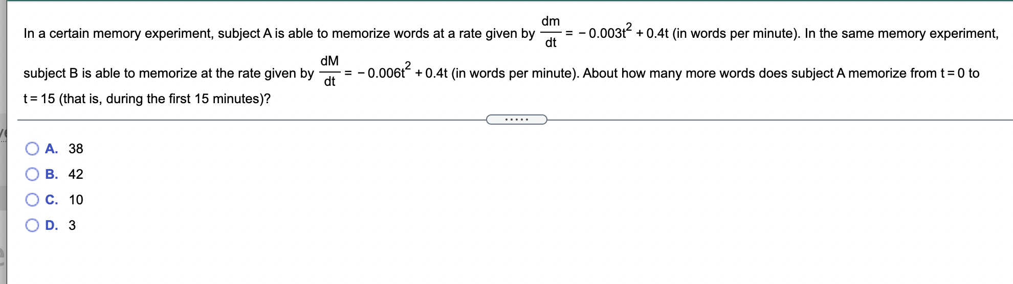 Solved dm In a certain memory experiment, subject A is able | Chegg.com