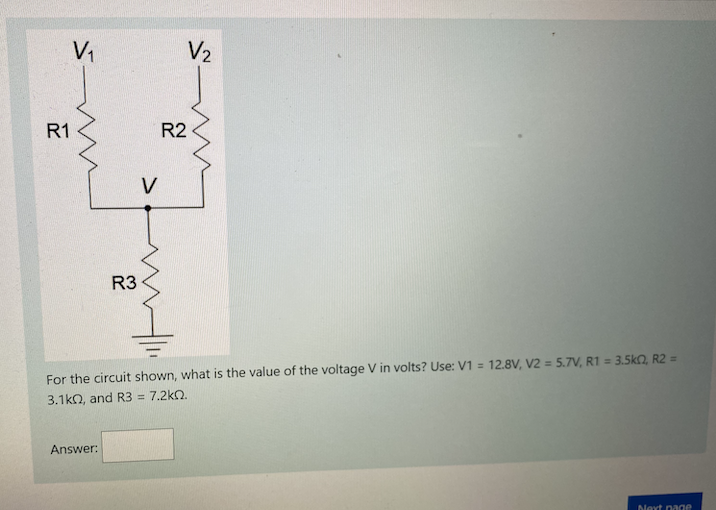 Solved V1 V2 R1 R2 V For the circuit shown, what is the | Chegg.com