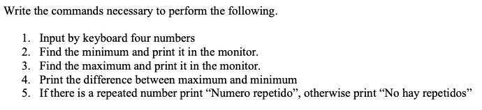 Solved Write the commands necessary to perform the | Chegg.com