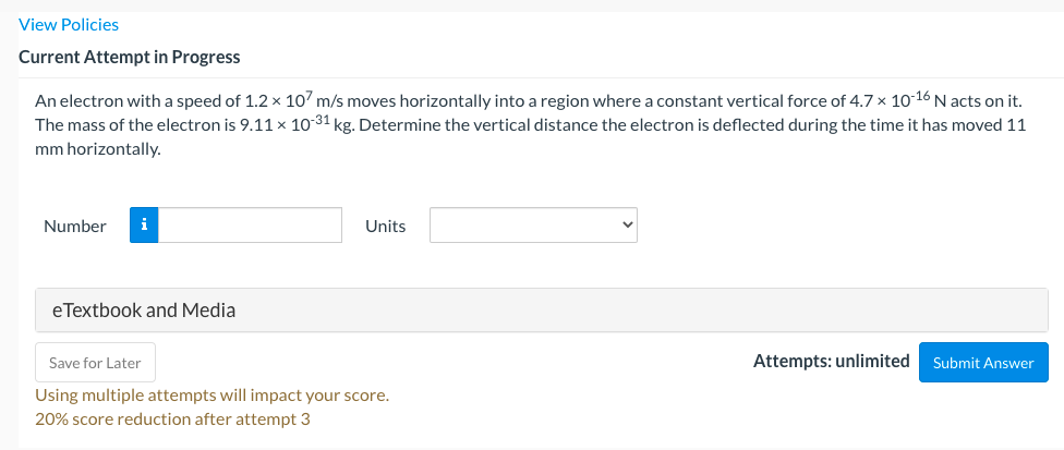Solved View Policies Current Attempt in Progress An electron | Chegg.com