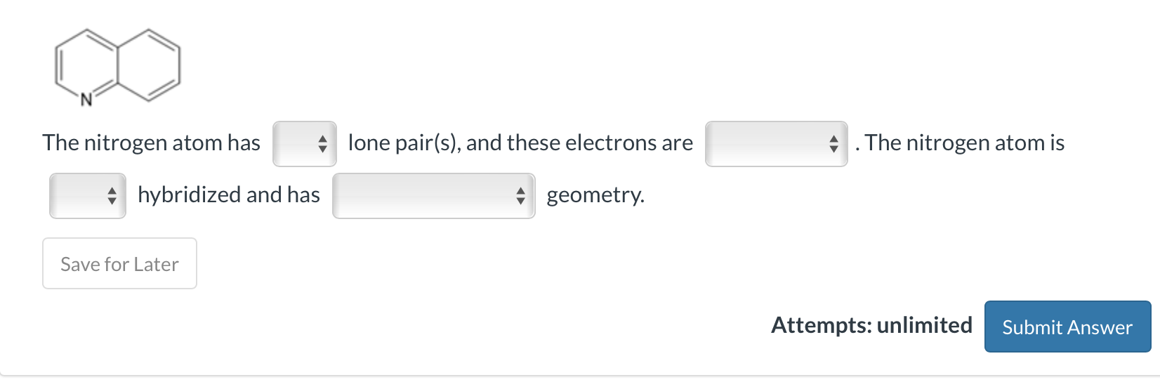 Solved The nitrogen atom has {0,1,2, ﻿or 3} ﻿lone pair(s), | Chegg.com