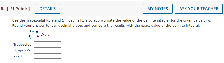 Solved Use the Trapezoidal Rule and Simpson's Rule to | Chegg.com