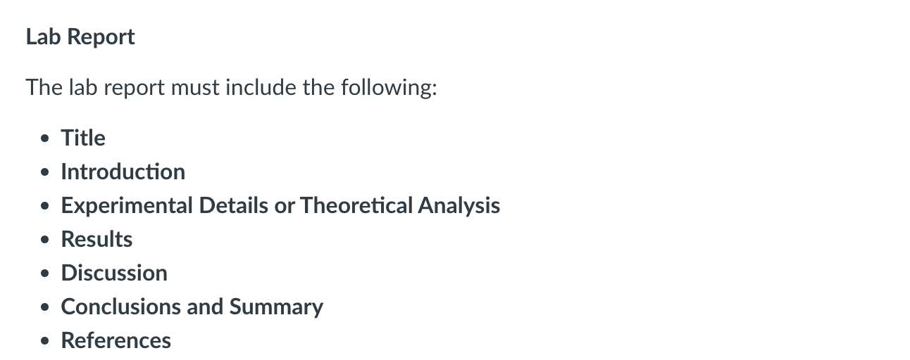 Solved Lab Report The lab report must include the following: | Chegg.com