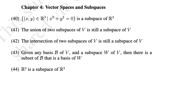 Solved Chapter 4: Vector Spaces and Subspaces (40) {(1, Y) | Chegg.com