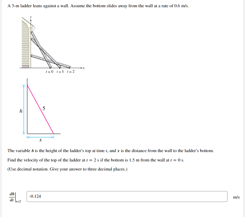 Solved A 5-m ladder leans against a wall. Assume the bottom | Chegg.com