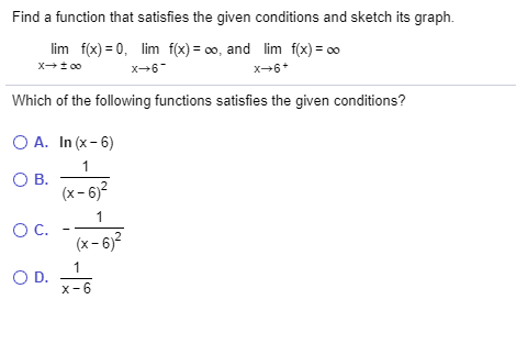 Solved Find a function that satisfies the given conditions | Chegg.com
