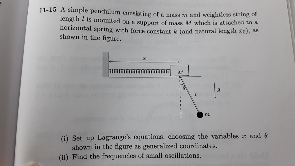 Solved 11-15 A simple pendulum consisting of a mass m and | Chegg.com