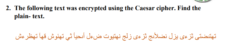 Solved 1. The following text was encrypted using the Caesar | Chegg.com