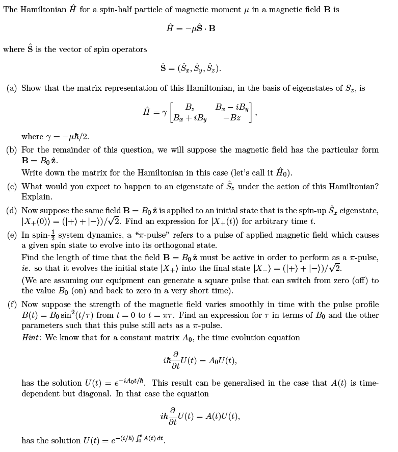 Solved The Hamiltonian ÂU for a spin-half particle of | Chegg.com