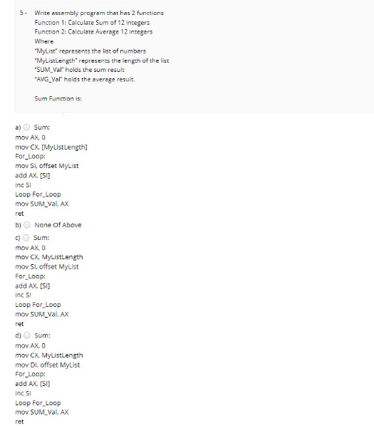 Solved 5- Write assembly program that has 2 functions | Chegg.com Solved 5- Write assembly program that has 2 functions | Chegg.com