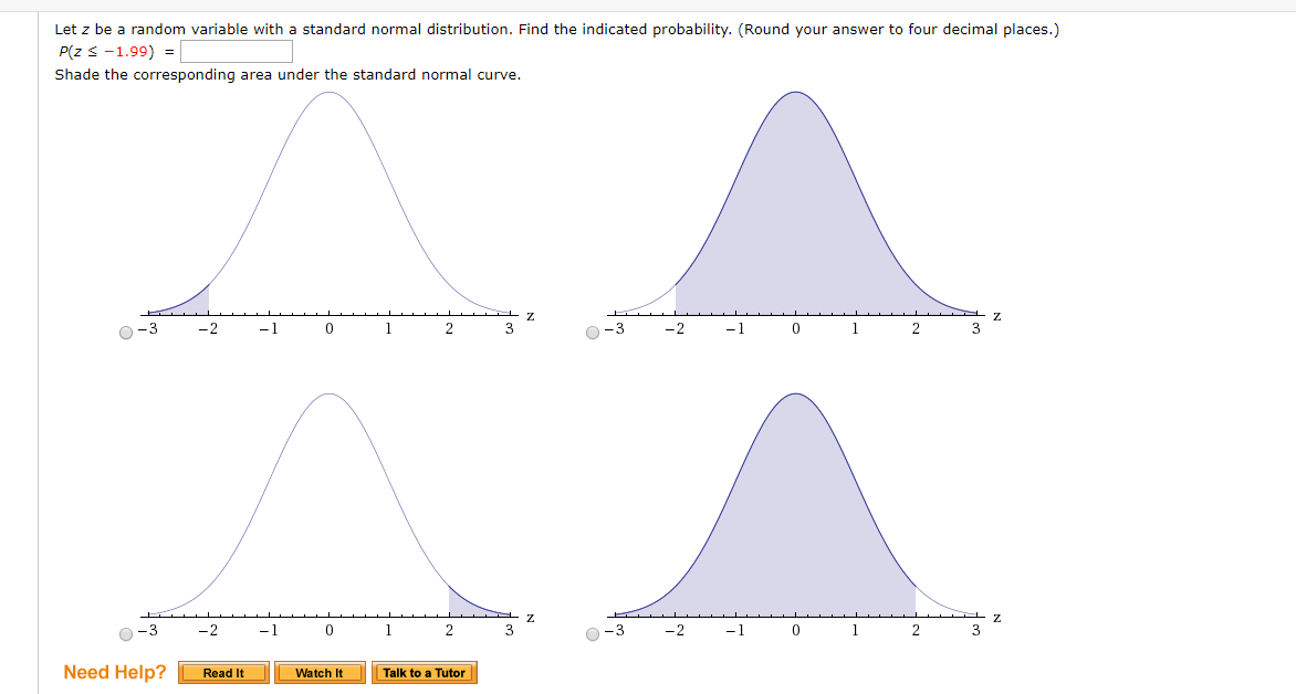 Solved Sketch the area under the standard normal curve over | Chegg.com