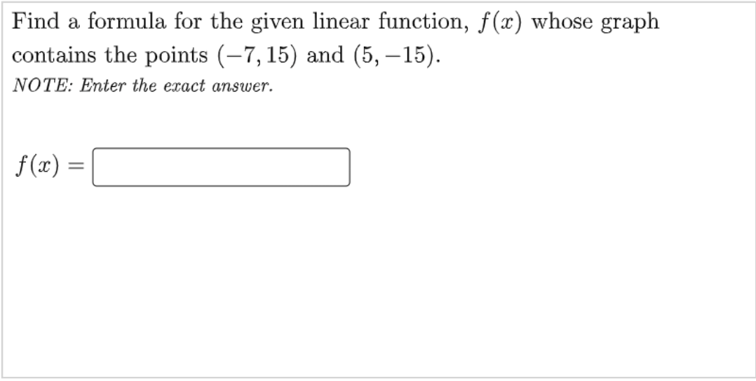 Solved . Find a formula for the given linear function, f(x) | Chegg.com