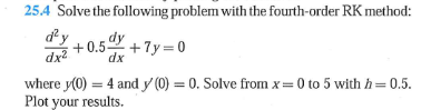 Solved Task 3: RK4 on a Second Order ODE (20 pts) Solve | Chegg.com