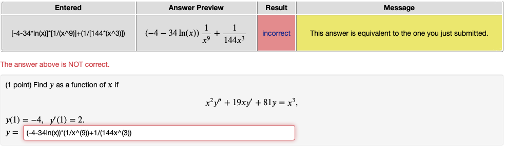 Solved Entered Answer Preview Result Message | Chegg.com