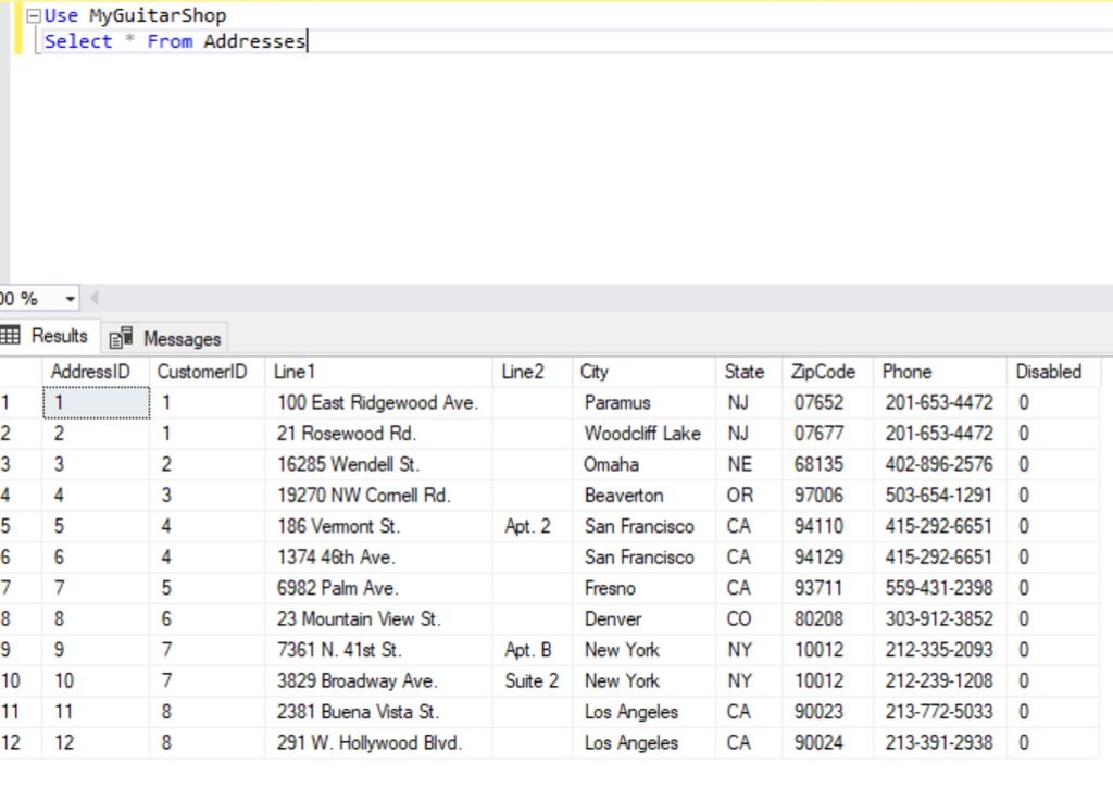 SQL -- Use MyGuitarShop >>> Write a SELECT | Chegg.com