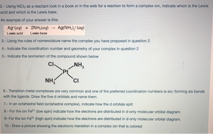 Solved 2.- Using NiCl2 as a reactant look in a book or in | Chegg.com