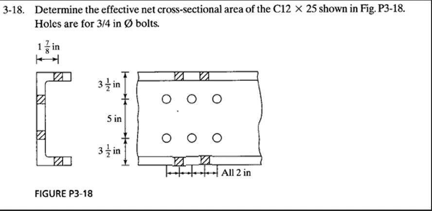 Solved 3-18. Determine the effective net cross-sectional | Chegg.com