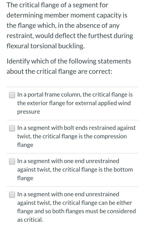 Solved The critical flange of a segment for determining | Chegg.com