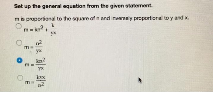 Solved Set up the general equation from the given statement. | Chegg.com