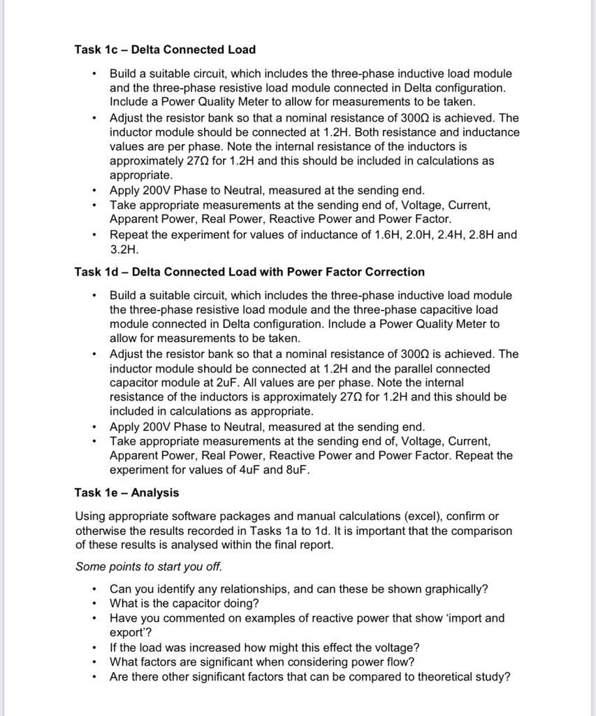 Solved and the three-phase resistive load module connected | Chegg.com