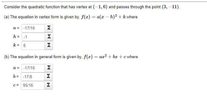 Solved Consider the quadratic function that has vertex at | Chegg.com