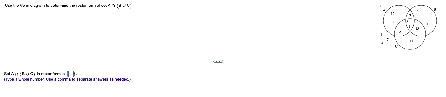 Solved Use the Venn diagram to determine the roster form of | Chegg.com