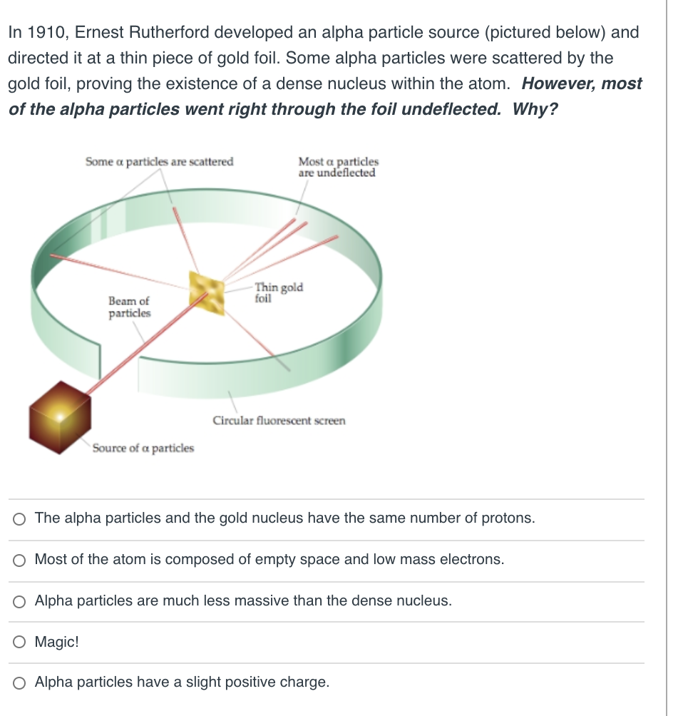 Solved In 1910, Ernest Rutherford developed an alpha | Chegg.com