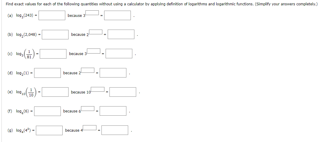 Solved Find exact values for each of the following | Chegg.com
