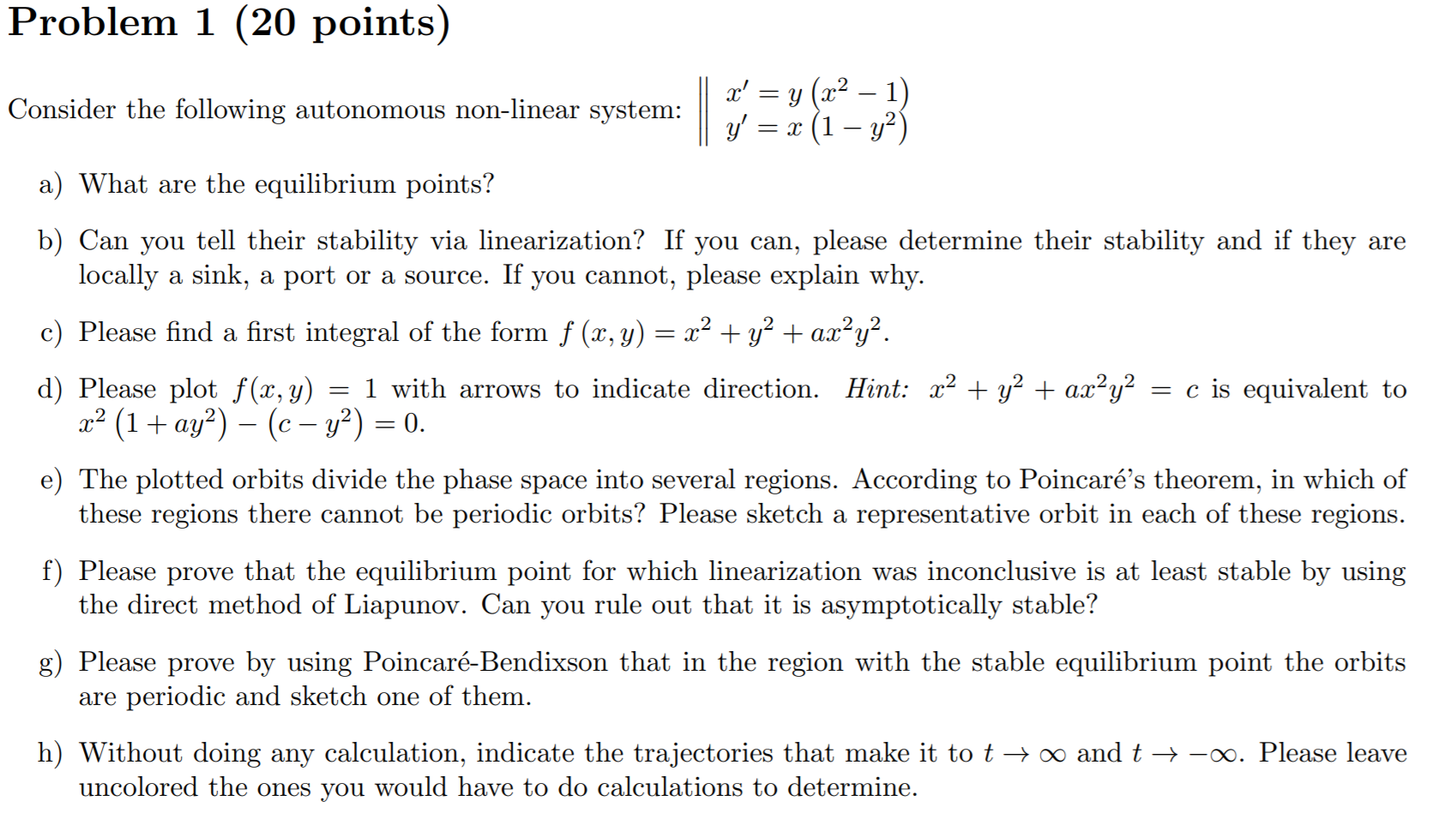 Solved Problem 1 (20 points) Consider the following | Chegg.com