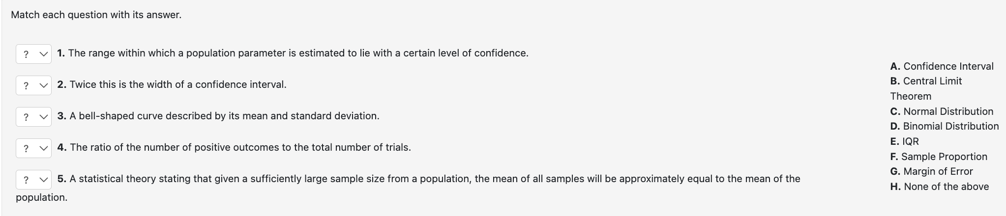 Solved Match each question with its answer. 1. The range | Chegg.com
