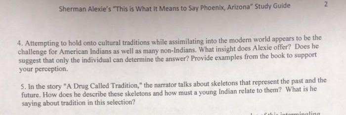 Sherman Alexie's "This is What It Means to Say | Chegg.com