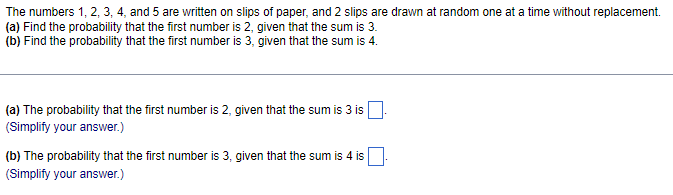 Solved The numbers 1,2,3,4, and 5 are written on slips of | Chegg.com
